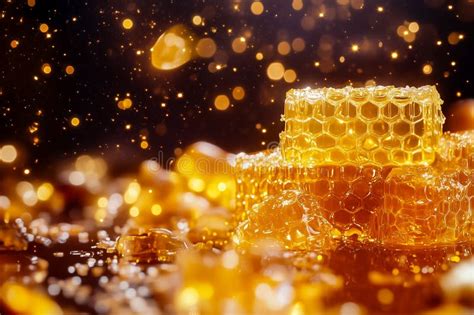 Tiny Honey Cakes Are Beautifully Arranged Immersed In A Pool Of Golden Honey With Shimmering