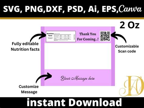 Sour Straws Blank Wrapper Template Candy Wrapper Template Etsy