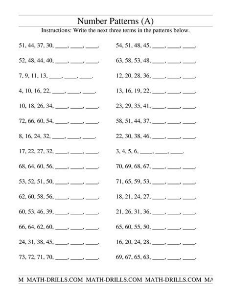 the growing and shrinking number patterns a math worksheet from the patterning worksheets pa