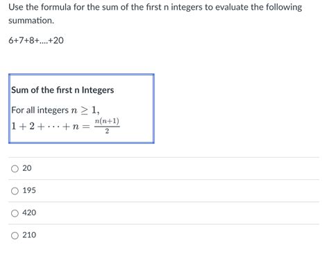 Solved Use The Formula For The Sum Of The First N Integers Chegg