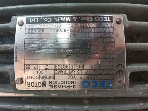 Induction Motor Teco 2hp 3phase 220 380 440 Volts Type Aeef F Yc2