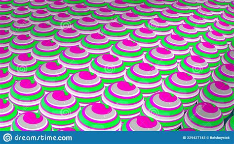 diagonal rows of same size 3d spheres colored by moving lines seamless