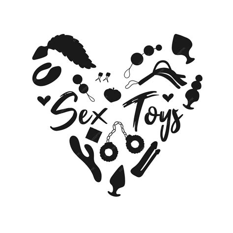 Premium Vector Silhouette Sex Toys Poster For Sex Shop Toys For Adults Heart Print For An