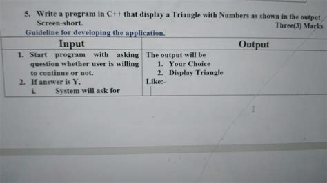 Solved Write A Program In C That Display A Triangle Chegg