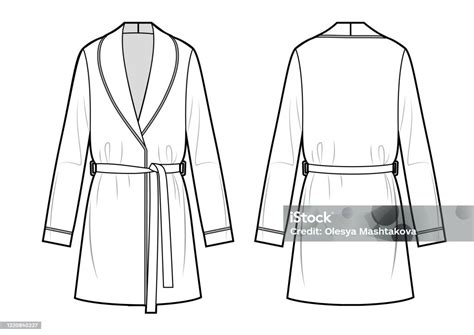 바스로브 드레싱 가운 테크니컬 패션 일러스트 미니 길이 긴 소매 0명에 대한 스톡 벡터 아트 및 기타 이미지 0명 공란 등 Istock