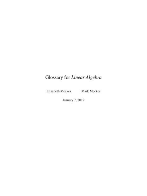 Glossary For Linear Algebra Pdf Eigenvalues And Eigenvectors Matrix Mathematics