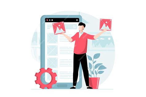 Premium Vector Ui And Ux Design Concept With People Scene In Flat Style Man Makes Creative
