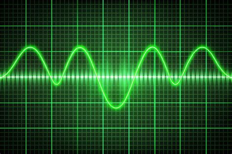 Sine Wave On The Oscilloscope On Black Background With Grid Premium Ai Generated Image