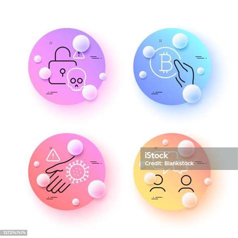 채팅하는 사람들 사이버 공격 및 워시 핸드 최소 라인 아이콘 웹 응용 프로그램의 경우 인쇄합니다 벡터 구에 대한 스톡 벡터 아트 및 기타 이미지 Istock