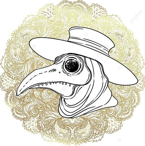 Plague Doctor Illustration With Venetian Bird Mask In Gothic Style