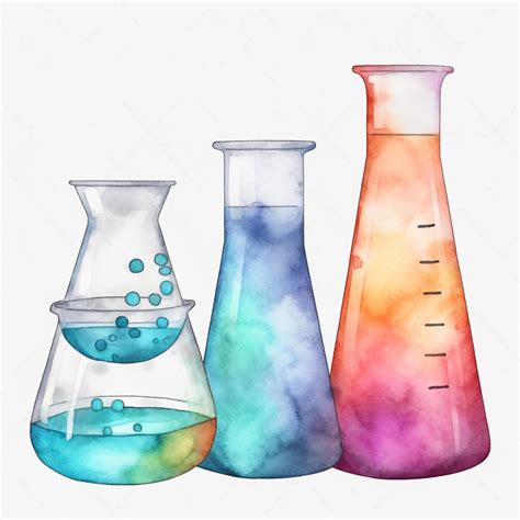 Premium Ai Image A Watercolor Illustration Of Three Beakers With