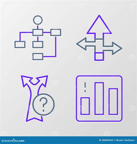 Set Line Pie Chart Infographic Arrow And Hierarchy Organogram Icon Vector Stock Illustration