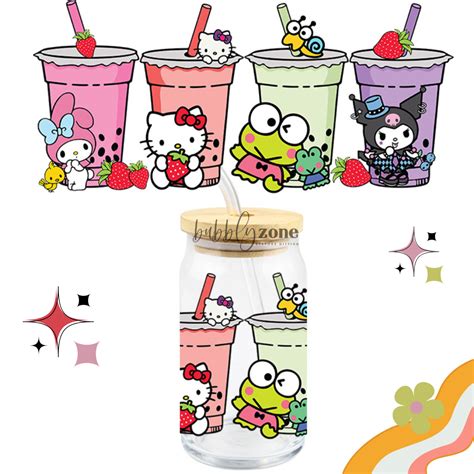 Hello Kitty Bubble Tea Cups Uv Dtf Wrap Bubbly Zone