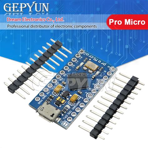 Pro Micro Atmega32u4 5v 16mhz Module For Arduino With 2 Row Pin Header
