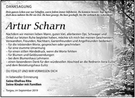 Traueranzeigen Von Artur Scharn Trauer Anzeigen De