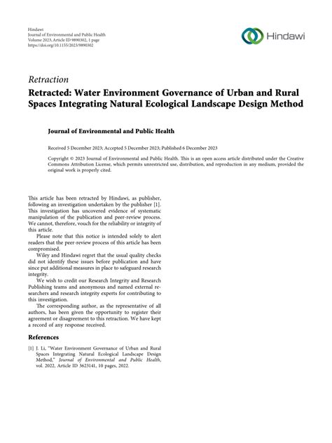 PDF Retracted Water Environment Governance Of Urban And Rural Spaces