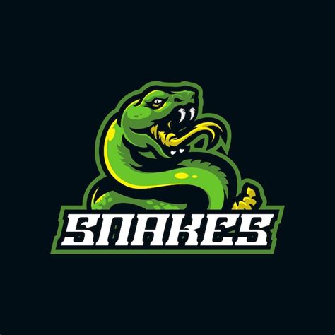 배지 엠블럼 티셔츠 인쇄를 위한 현대적인 일러스트레이션 컨셉의 뱀 마스코트 로고 디자인 스포츠 및 E스포츠 팀을 위한 뱀 그림 프리미엄 벡터