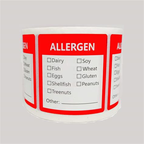 Fluorescent Red Allergen Warning Stickers Labels 1 8 X 2 Inch Food R