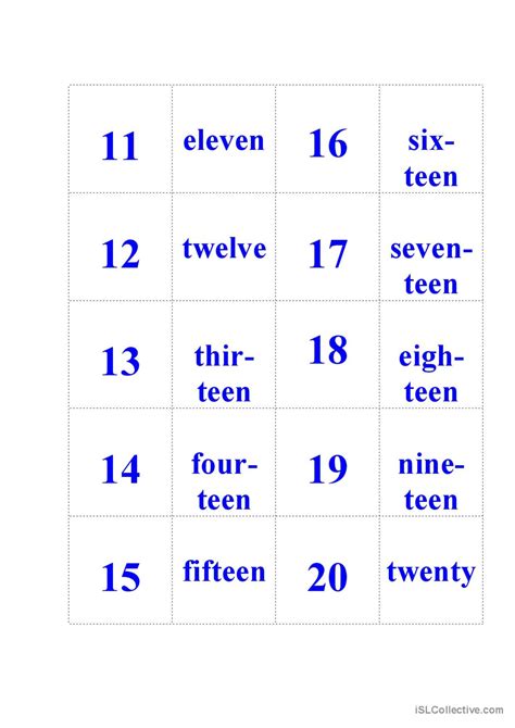 numbers memory game english esl worksheets pdf and doc