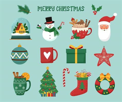 Christmas Objects Set 35354426 Vector Art At Vecteezy