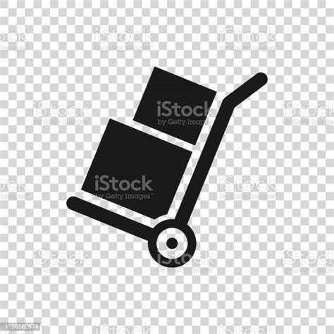 투명 한 배경에 고립 된 회색 손 트럭과 상자 아이콘입니다 돌리 기호입니다 벡터 일러스트 개념에 대한 스톡 벡터 아트 및 기타 이미지 Istock