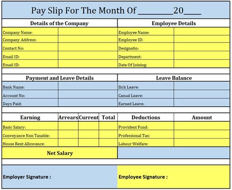 Salary Slip Format In Excel With Formula In India Salary Slip Format In Excel Download Free