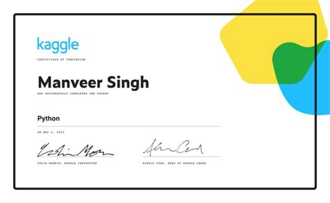 Manveer Singh On Linkedin Ive Completed The Python Course On Kaggle