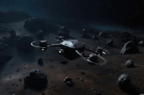 premium ai image quadcopter flying through asteroid field generative ai