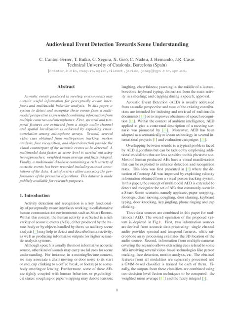 Pdf Audiovisual Event Detection Towards Scene Understanding