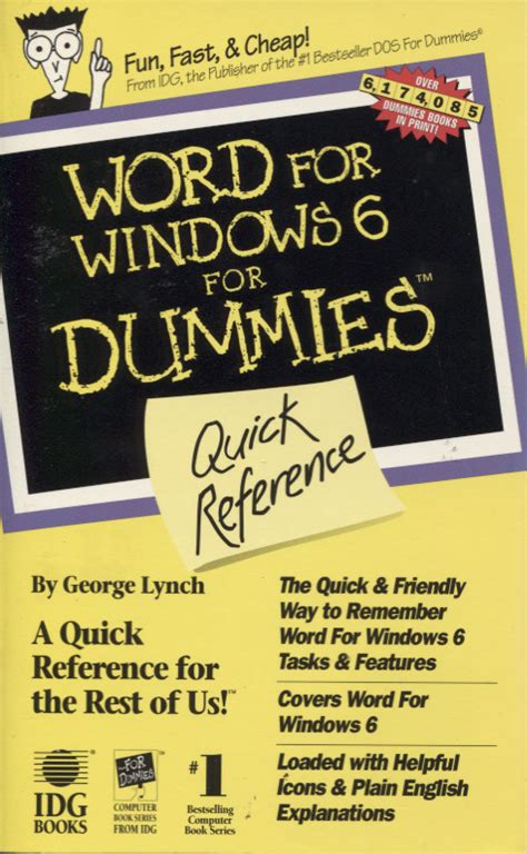 Word For Windows 6 For Dummies Quick Reference Book Computing History