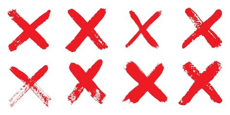 흰색 배경에 빨간색 X 표시 프리미엄 벡터