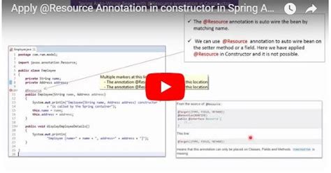Java Ee Apply Resource Annotation In Constructor In Spring Autowiring
