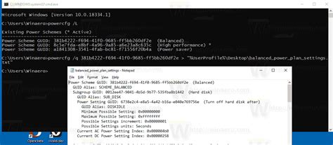 Save Power Plan Settings To Text File In Windows 10
