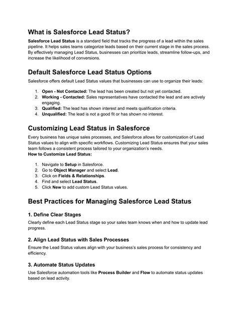 Ppt Understanding Salesforce Lead Status A Complete Guide By