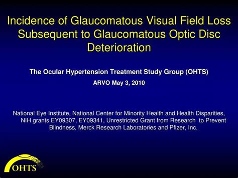 Ppt Incidence Of Glaucomatous Visual Field Loss Subsequent To Glaucomatous Optic Disc