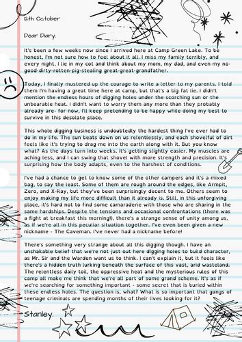 Holes Wagoll Diary Entry Example Text Year 6 Teaching Resources