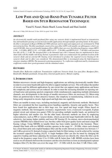 PDF LOW PASS AND QUAD BAND PASS TUNABLE FILTER BASED ON STUB RESONATORS TECHNIQUE
