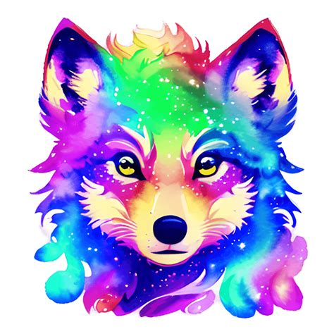 Watercolor Wolf Rainbow