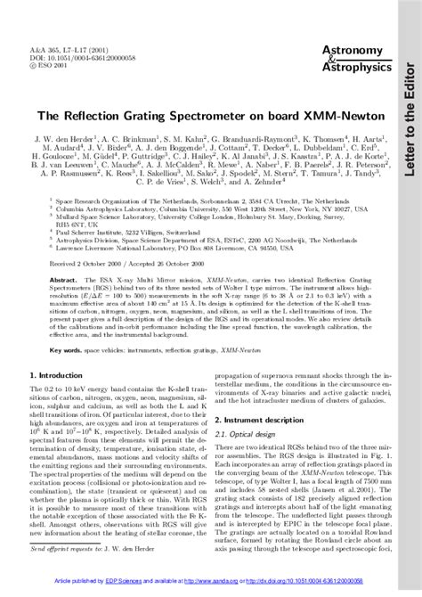 Pdf The Reflection Grating Spectrometer On Board Xmm Newton
