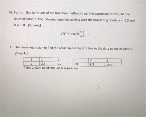 Solved 10 Perform Five Iterations Of The Bisection Method