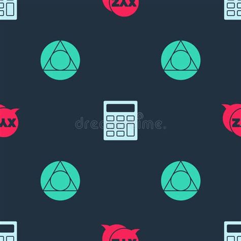 Set Xyz Coordinate System Calculator And Triangle Math On Seamless Pattern Vector Stock Vector