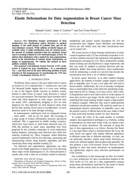 Elastic Deformations For Data Augmentation In Breast Cancer Mass Detection Pdf