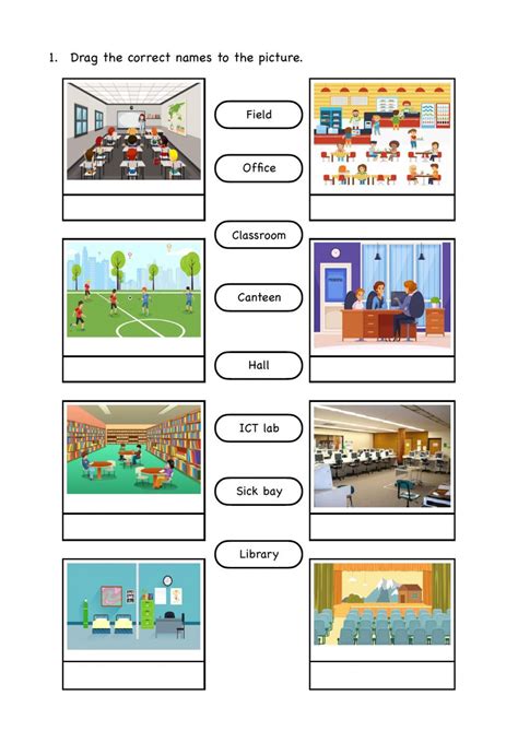 Rooms In The School Worksheet School Worksheets Teaching English Classroom Rules