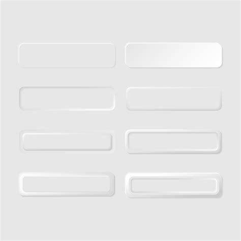 rectangle 3d white vector web buttons ui ux realistic user interface elements sliders for