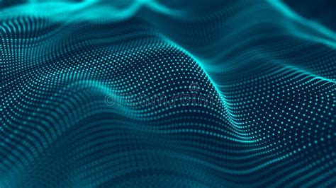 Abstract Futuristic Background Wave With Connecting Dots And Lines On Dark Background Wave Of