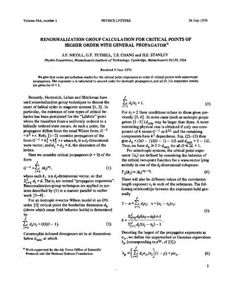Pdf Renormalization Group Calculation For Critical Points Of Higher Order With General