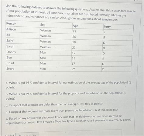 Solved Use The Following Dataset To Answer The Following Chegg