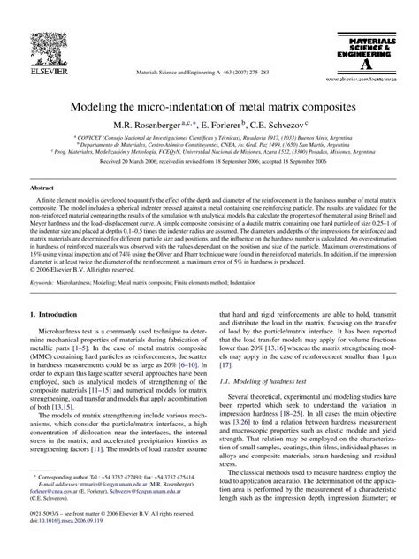 Pdf Modeling The Micro Indentation Of Metal Matrix Composites Dokumentips