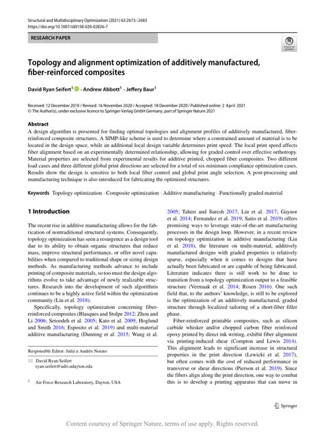 Topology And Alignment Optimization Of Additively Manufactured Fiber