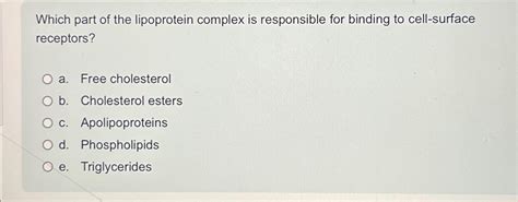 Solved Which Part Of The Lipoprotein Complex Is Responsible